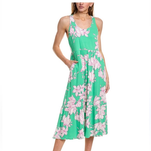 CAbi | Dresses | Cabi Weekend Greenpink Floral Jersey Sleeveless ...